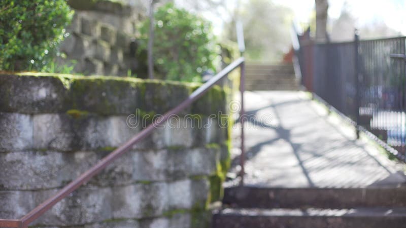 Out of Focus Backdrop of Stone Staircase in the Park with Handrail ...