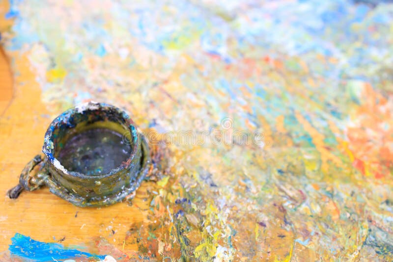 Out of Focus Paint Jar and Paint Mixing Board Stock Image - Image of ...