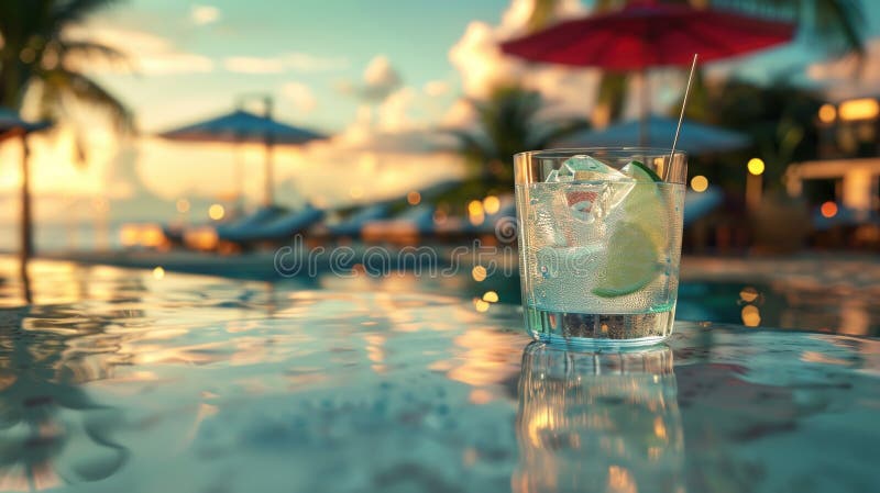 Out of Focus Pool Bar Scene with Soft Light and Tropical Ambiance ...