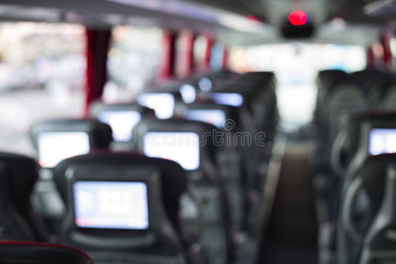 Out of Focus View of a Luxury Bus Interior Stock Image - Image of ...