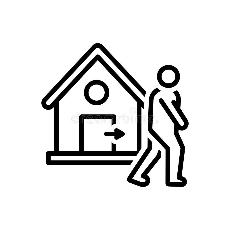 Black Line Icon for Out, House and Draw Stock Illustration ...