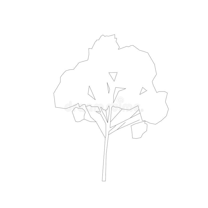 Tree Line Drawing, Side View, Graphics Trees Elements Single Object ...