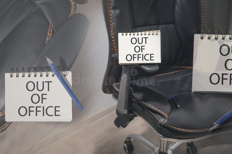 Out of Office Message on Notepad with a Office Chair Stock Illustration ...