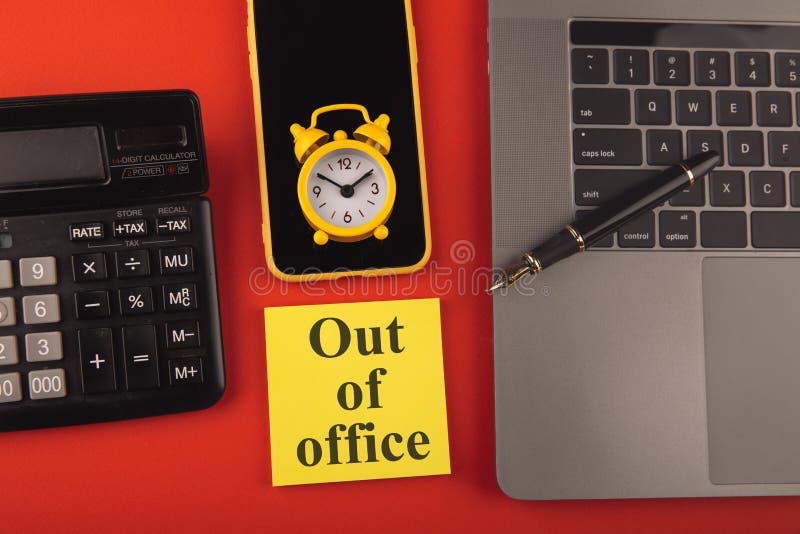 Out of Office, Message on Yellow Sticky Note. Work from Home Concept ...