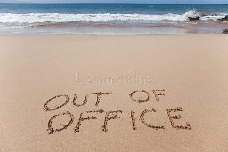 Out of Office Written in the Sand on a Beach Stock Image - Image of ...