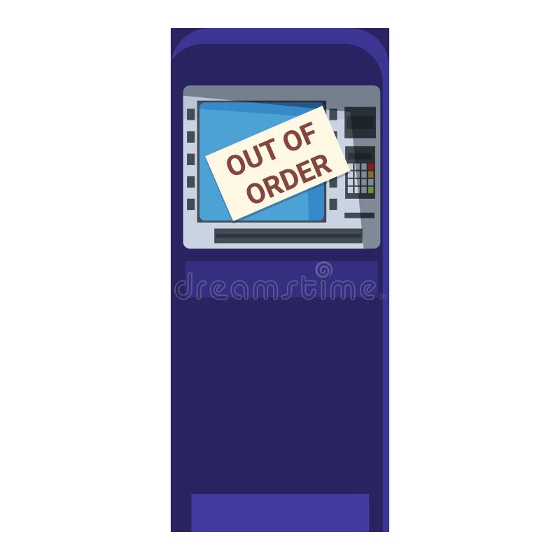 Out of Order Atm Showing a Sign on Screen for Maintenance Stock ...