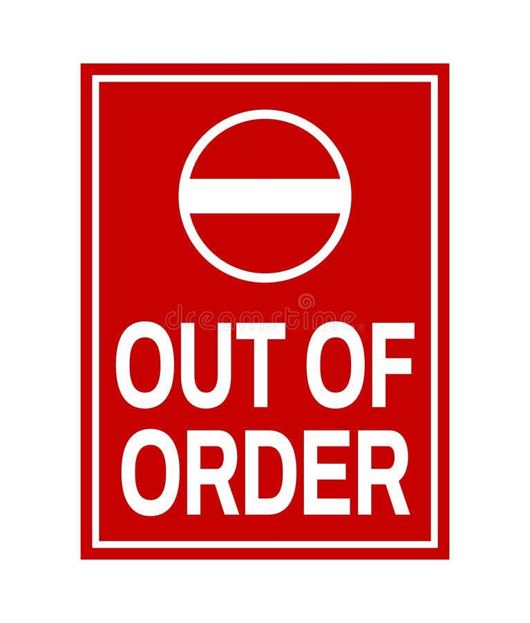 Out of Order. Notice with Symbol and Text. Red Background. Stock Vector ...