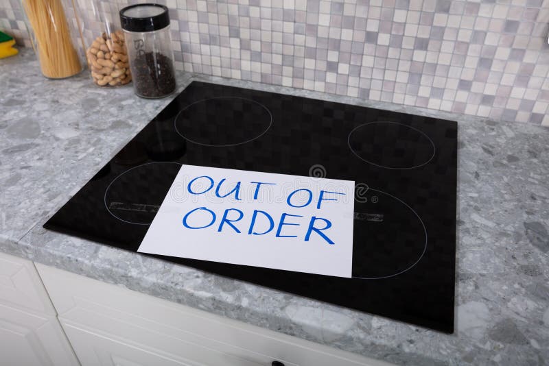 Out of Order Text Stuck on Induction Stove Stock Image - Image of house ...