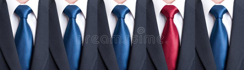 Out of the Pattern or Crowd with Different Color Tie Stock Photo ...