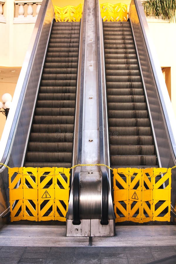 Out of Service Escalator with Yellow Gate Stock Photo - Image of yellow ...