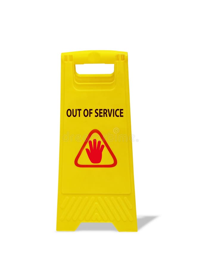 `OUT of SERVICE` Warning Sign on Yellow Boardcard with Red Icon Symbol ...