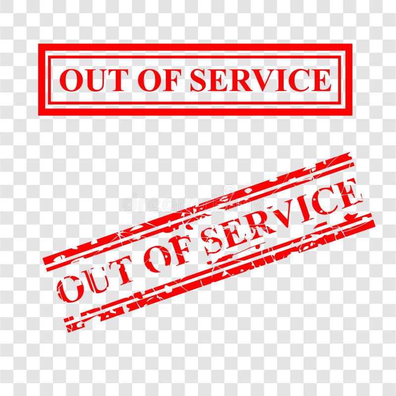 Out of Service, 2 Style Streak Red Rubber Stamp, at Transparent Effect ...