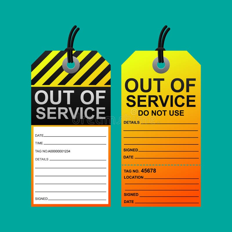 Out of service tag. stock illustration. Illustration of mistake - 157493556
