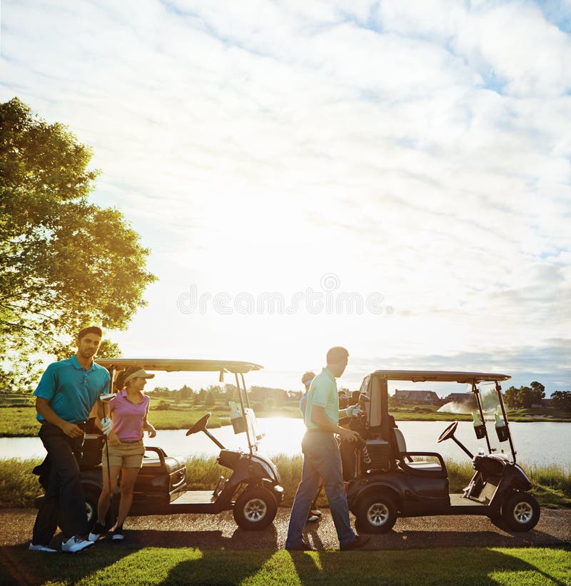 Out for Some Fairway Fun with Friends. a Group of Friends Playing a ...