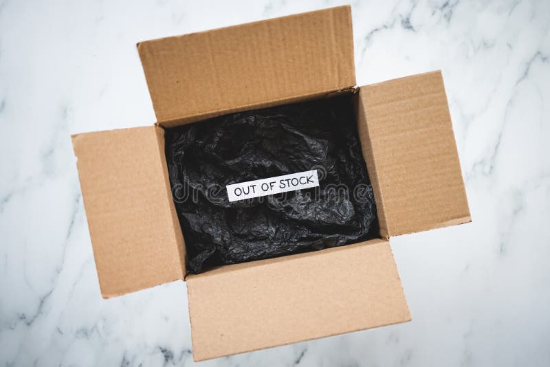 Out of Stock Text Inside of Empty Delivery Parcel, Supply Chain ...