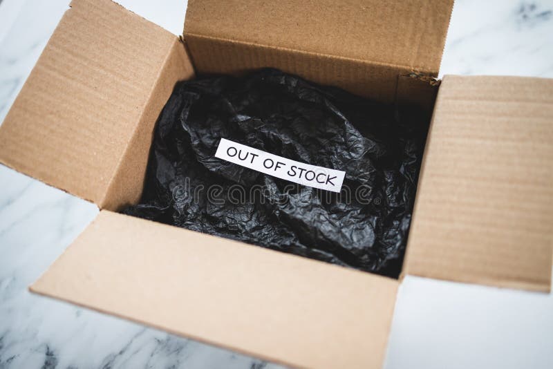 Out of Stock Text Inside of Empty Delivery Parcel, Supply Chain ...