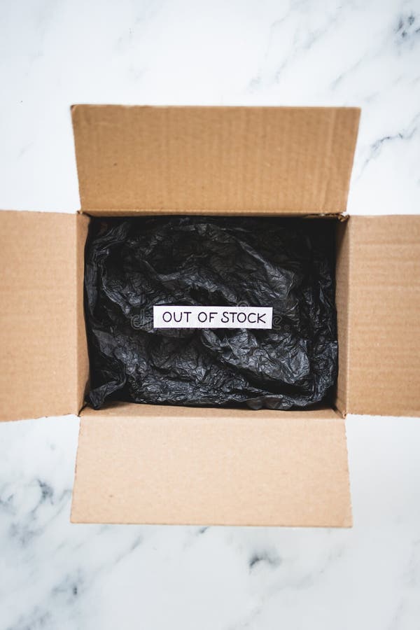 Out of Stock Text Inside of Empty Delivery Parcel, Supply Chain ...