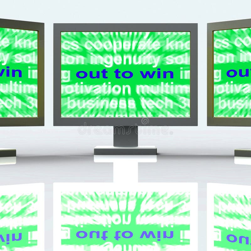 Out To Win Monitors Mean Positive Motivated and Proactive Stock ...