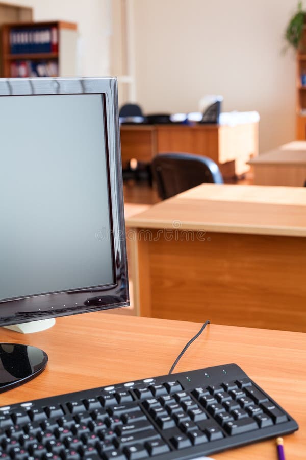 Out of Work Business Office with Turned Off Computers, Empty Workplaces ...