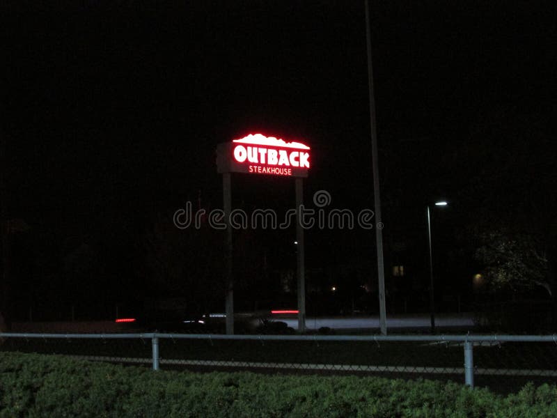 Outback Lighted Sign at Night on Rt 1 in Edison, NJ USA. Editorial ...