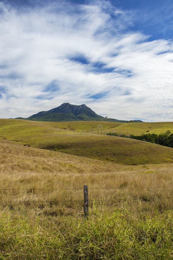 Outback Mountain and Field in the Scenic Rim, Queensland. Stock Image ...
