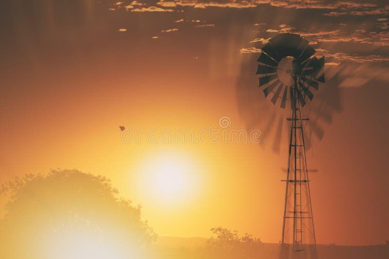 Outback Windmill in Queensland, Australia Stock Photo - Image of cloud ...