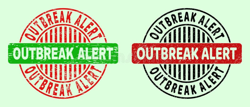 OUTBREAK ALERT Rounded Bicolor Seals - Grunge Style Stock Vector ...