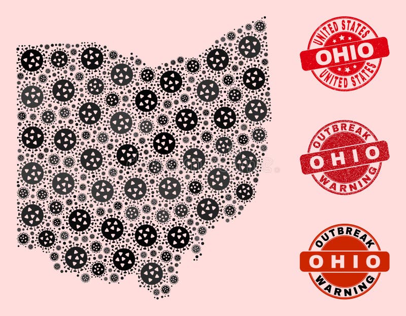 Covid Lockdown Collage of Mosaic Ohio State Map and Grunge Stamps Stock ...
