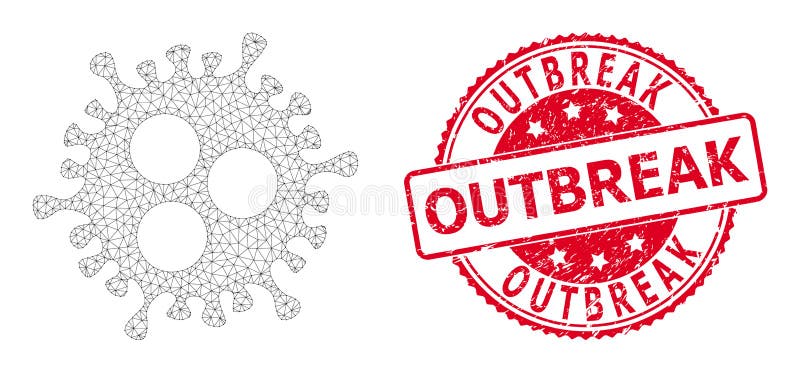 Scratched Outbreak Round Watermark and Mesh Network Covid Virus Stock ...