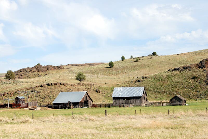 Outbuildings on an Oregon Ranch Stock Photo - Image of farming ...
