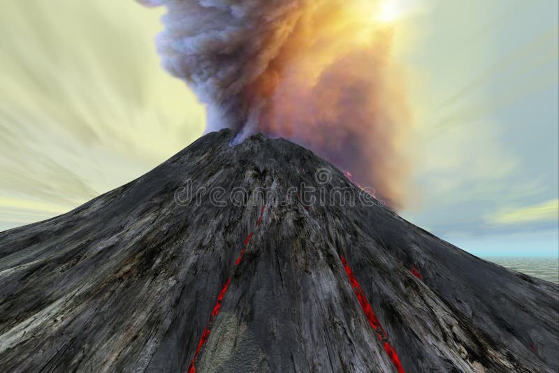 Volcanic Mountain stock image. Image of smoke, burn, fracture - 31615991