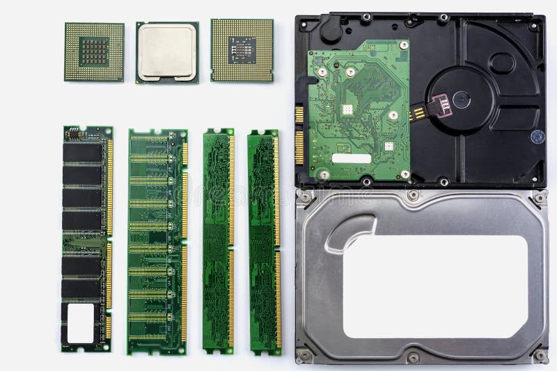 Outdated Computer Parts on a White Background. Stock Image - Image of ...
