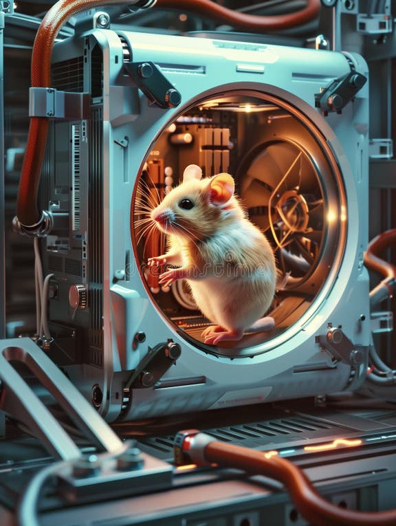 Outdated Computer Performance, Power Concept. a Hamster Inside a Power ...