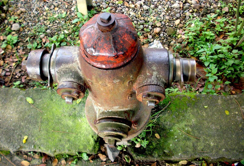 Outdated Red Hydrant on Roadside Stock Image - Image of gushing, grass ...