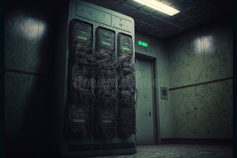 Outdated Server Room for it Stock Illustration - Illustration of server ...