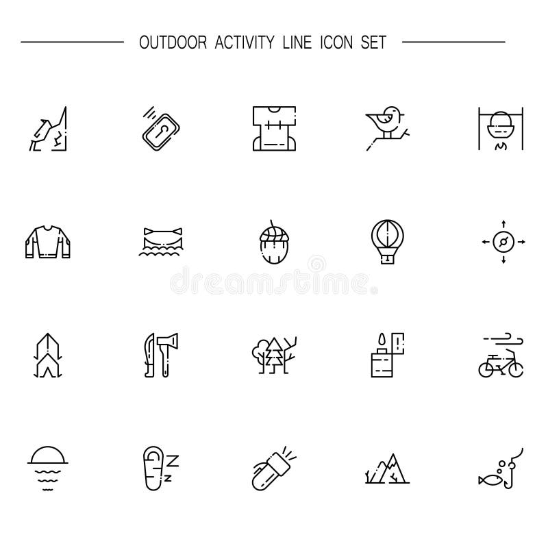Outdoor activity icon set stock vector. Illustration of caravan - 81060251