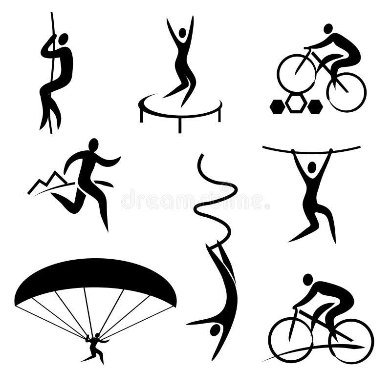 Outdoor and Adrenaline Sports Icons. Stock Vector - Illustration of ...