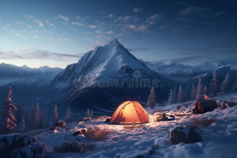 Outdoor Adventure Scenes Featuring Winter Stock Illustration ...