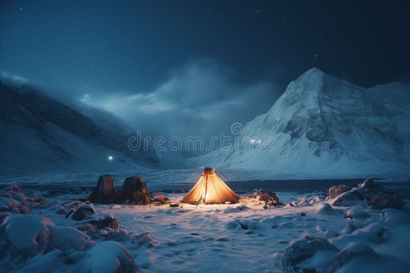 Outdoor Adventure Scenes Featuring Winter Stock Illustration ...