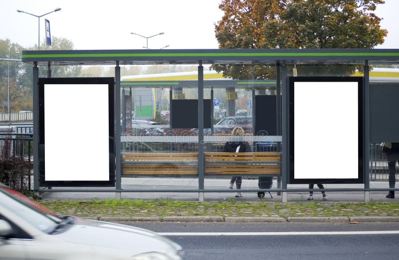 Outdoor Advertising Billboard at the Tram Stop. Stock Photo - Image of ...