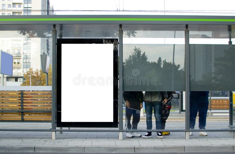 Outdoor Advertising Billboard at the Tram Stop. Stock Image - Image of ...