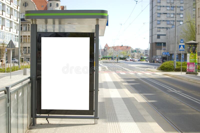 Outdoor Advertising Billboard at the Tram Stop Stock Photo - Image of ...