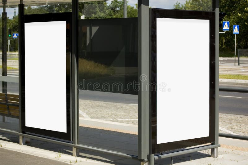 Outdoor Advertising Billboards at the Bus Stop Stock Image - Image of ...