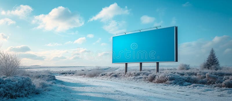 Outdoor Advertising - Blank Banner in Winter. Generative AI Stock ...