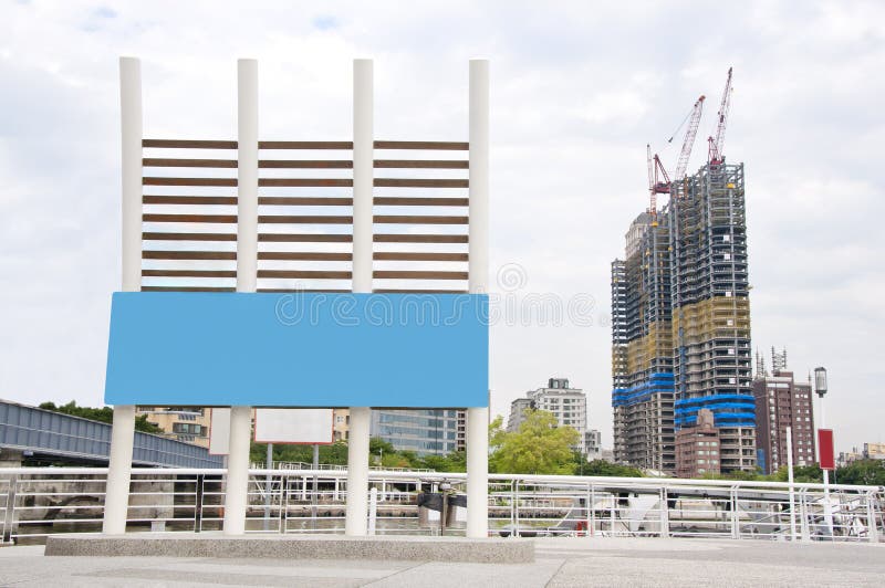 Outdoor Advertising Blue Signs Stock Photo - Image of blue, city: 24515934