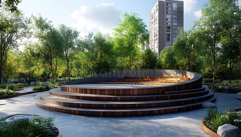 Urban Park Amphitheater stock illustration. Illustration of performance ...
