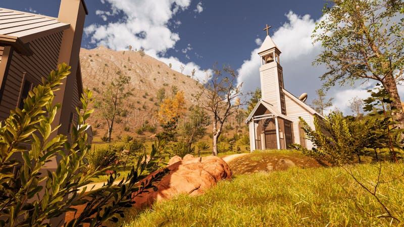 Outdoor Architecture with Natural Environment, 3D Render Stock ...