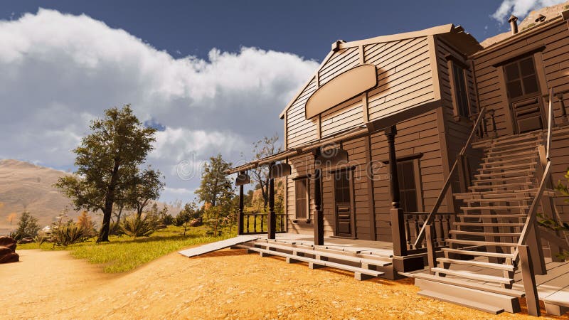 Outdoor Architecture with Natural Environment, 3D Render Stock ...