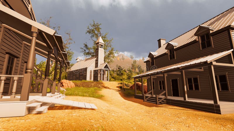 Outdoor Architecture with Natural Environment, 3D Render Stock ...