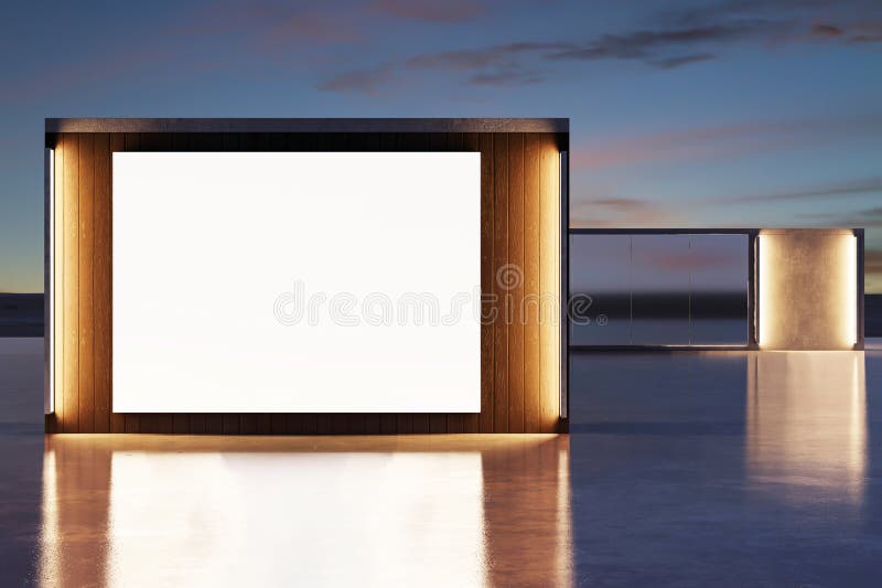 Outdoor Backlit Billboard Mockup in Modern Setting. 3D Rendering Stock ...